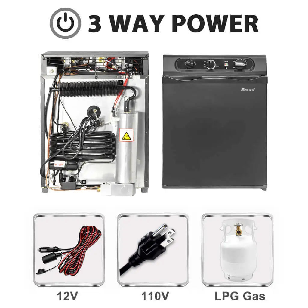 SMAD 1.4 cu.ft Black 3-WAY Portable Gas Propane Refrigerator – Smad ...