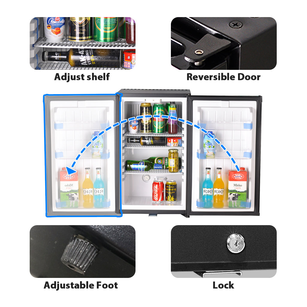 SMAD 1.7 cu.ft Small 12v Beverage Fridge with Lock for Car, 0dB Quiet ...